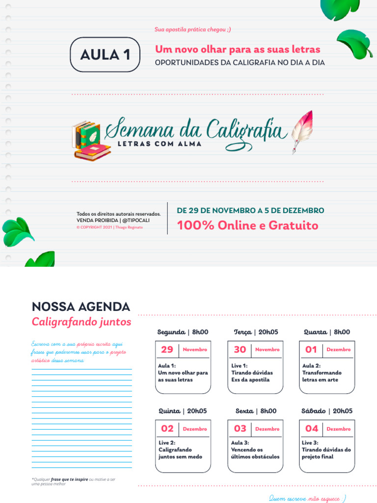 Apostila SemanaDaCaligrafia L5Novembro21 Aula1 | PDF