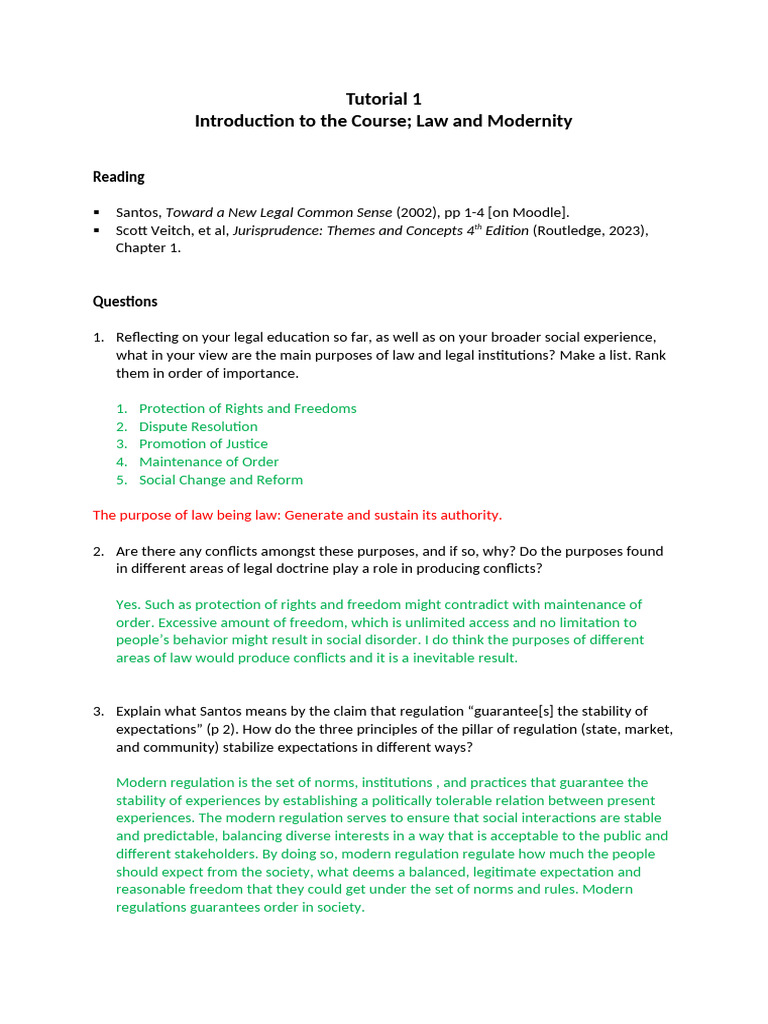 LLAW3001 Tutorial 1 | PDF