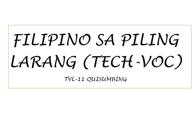 Filipino Sa Piling Larang | PDF