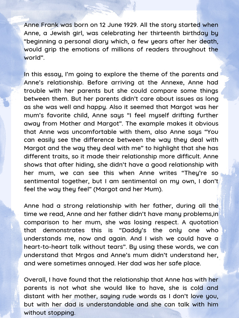 Anne Frank Writing | PDF