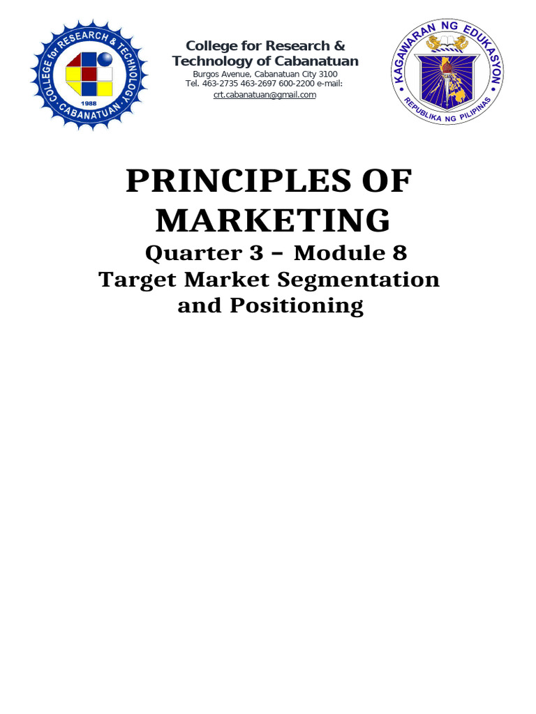 Principles of MKTG Q1 Module 8 | PDF Principles of MKTG Q1 Module 8 | PDF