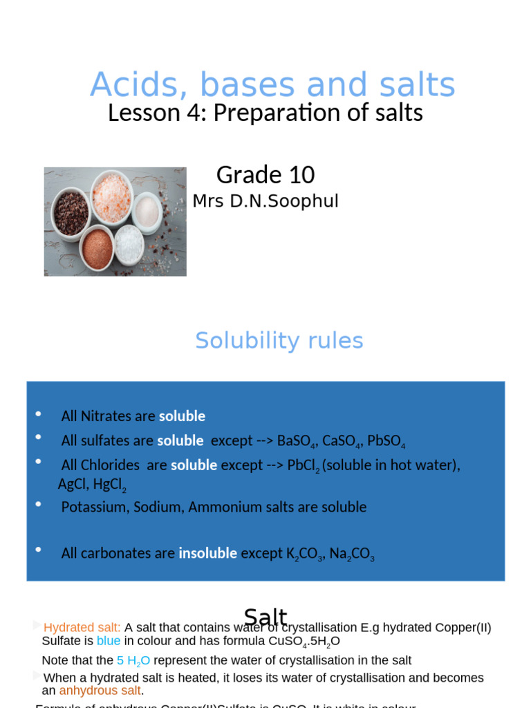 Preparation of Salt Lesson 4 | PDF