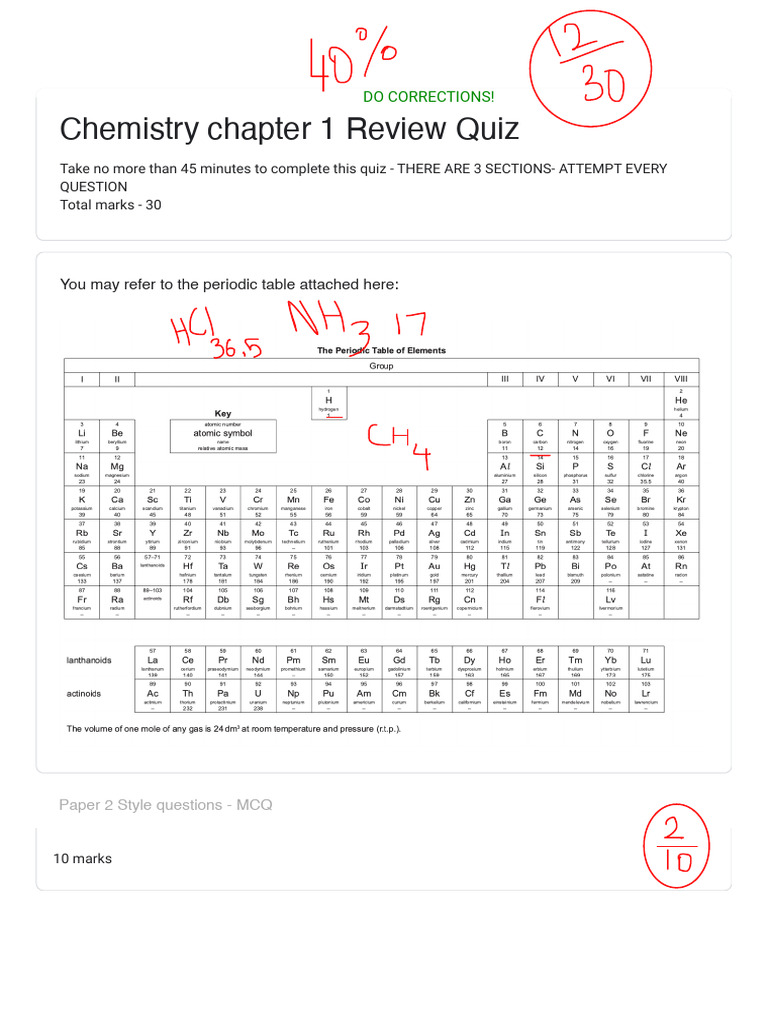 Chapter 1 Chemistry Quiz Edited | PDF