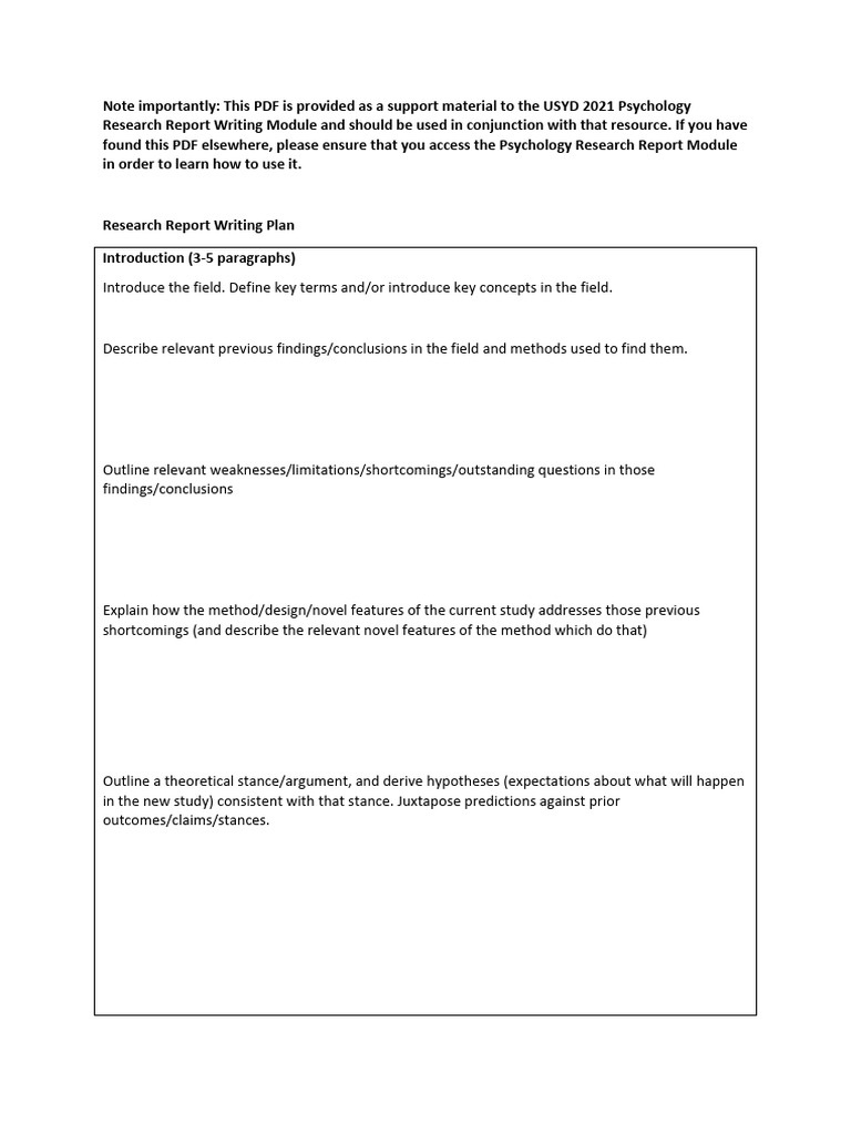 Research Report Planning Template 2021-1 | PDF