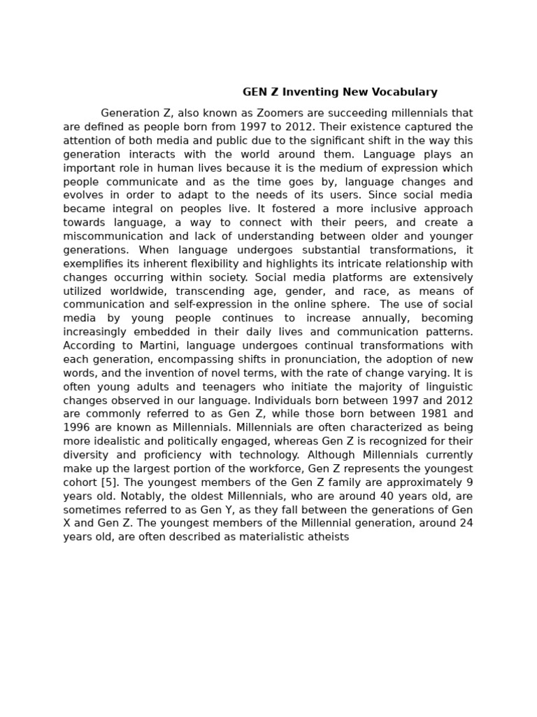 GEN Z Inventing New Vocabulary | PDF