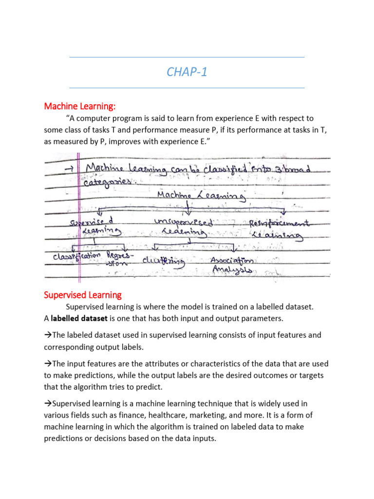 CHAP-1: Machine Learning | PDF