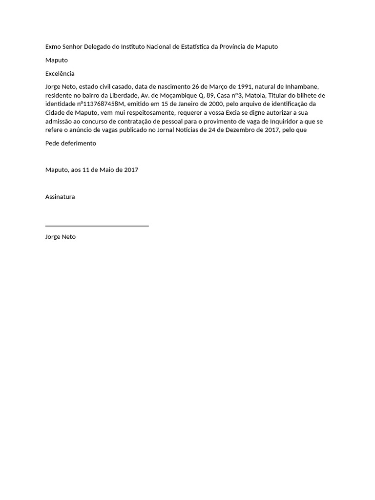 Modelos de Requerimento 1 | PDF