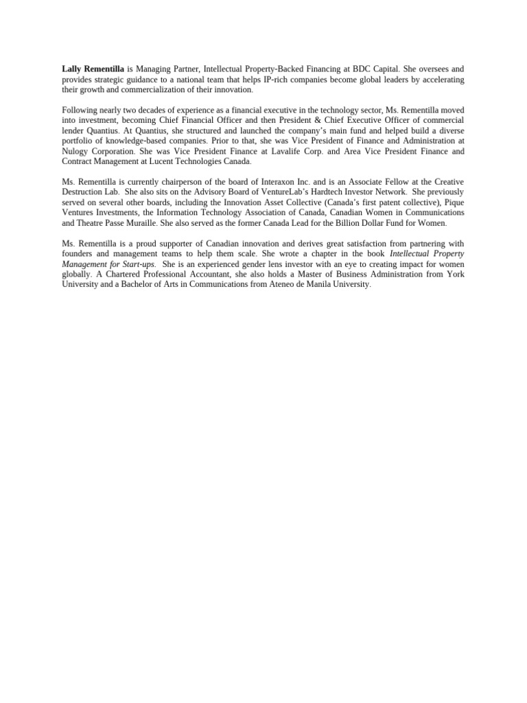 Lally Rementilla Bio | PDF