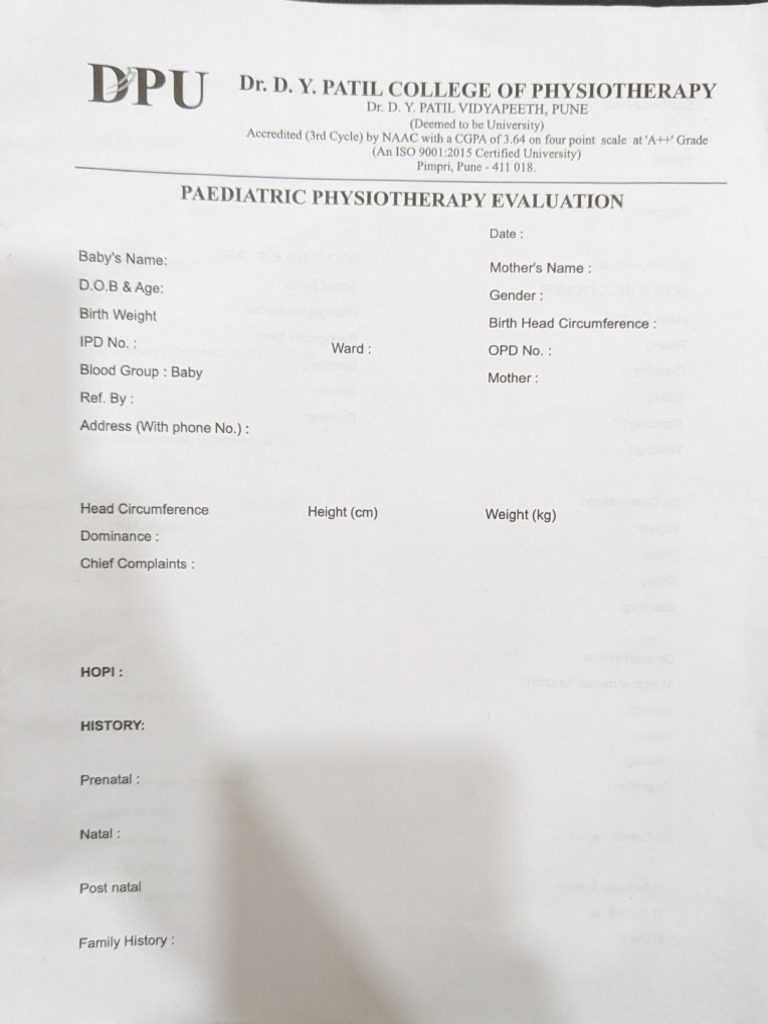 Pediatrics Evaluation Form | PDF | Brainstem | Self-Improvement