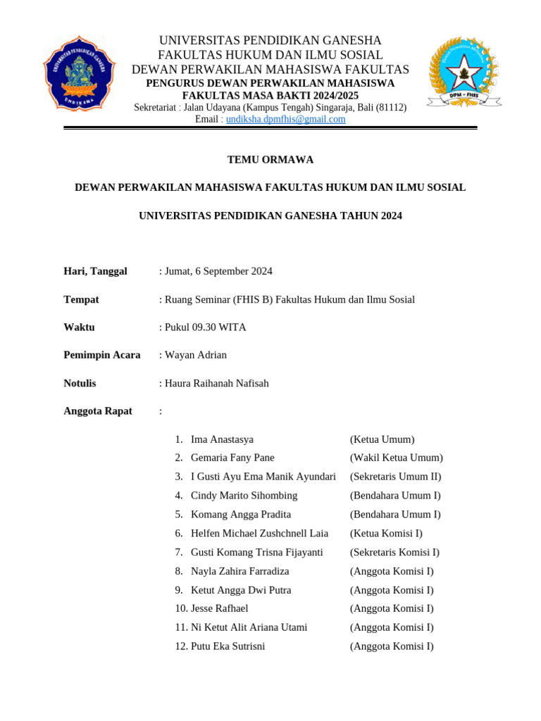 Notula Temu Ormawa 2024 | PDF