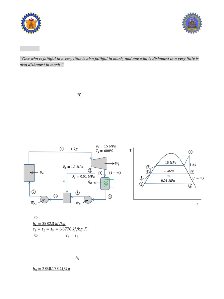 ME 414 - Assignment No. 1 Solution | PDF | Steam | Science & Mathematics