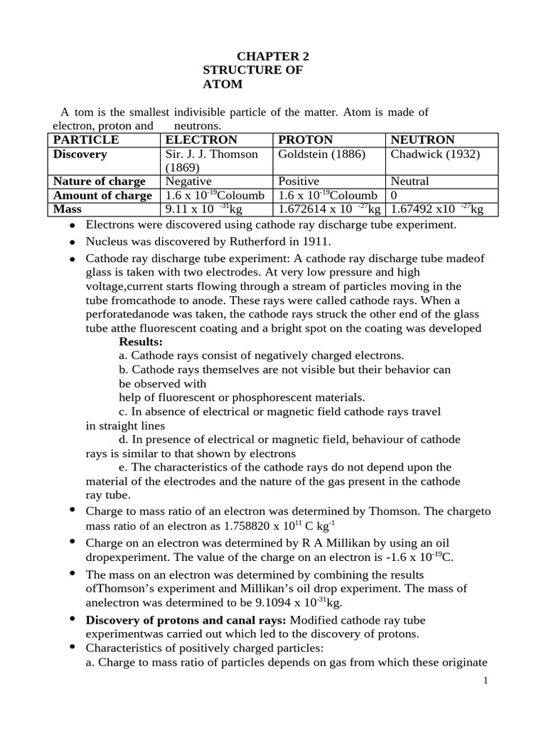 Chap.2 Structure of Atom | PDF