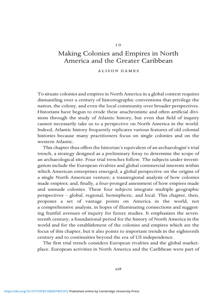Making Colonies and Empires in North America and The Greater Caribbean ...