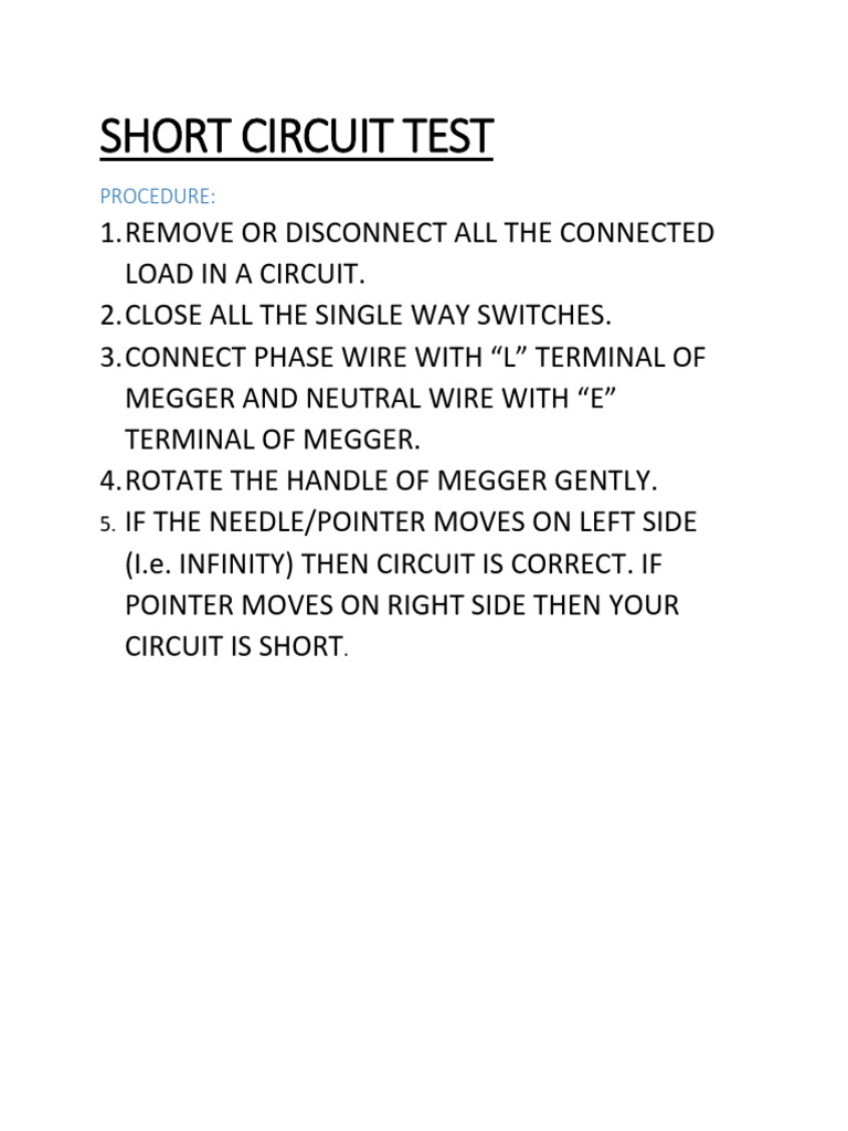 Short Circuit Test | PDF