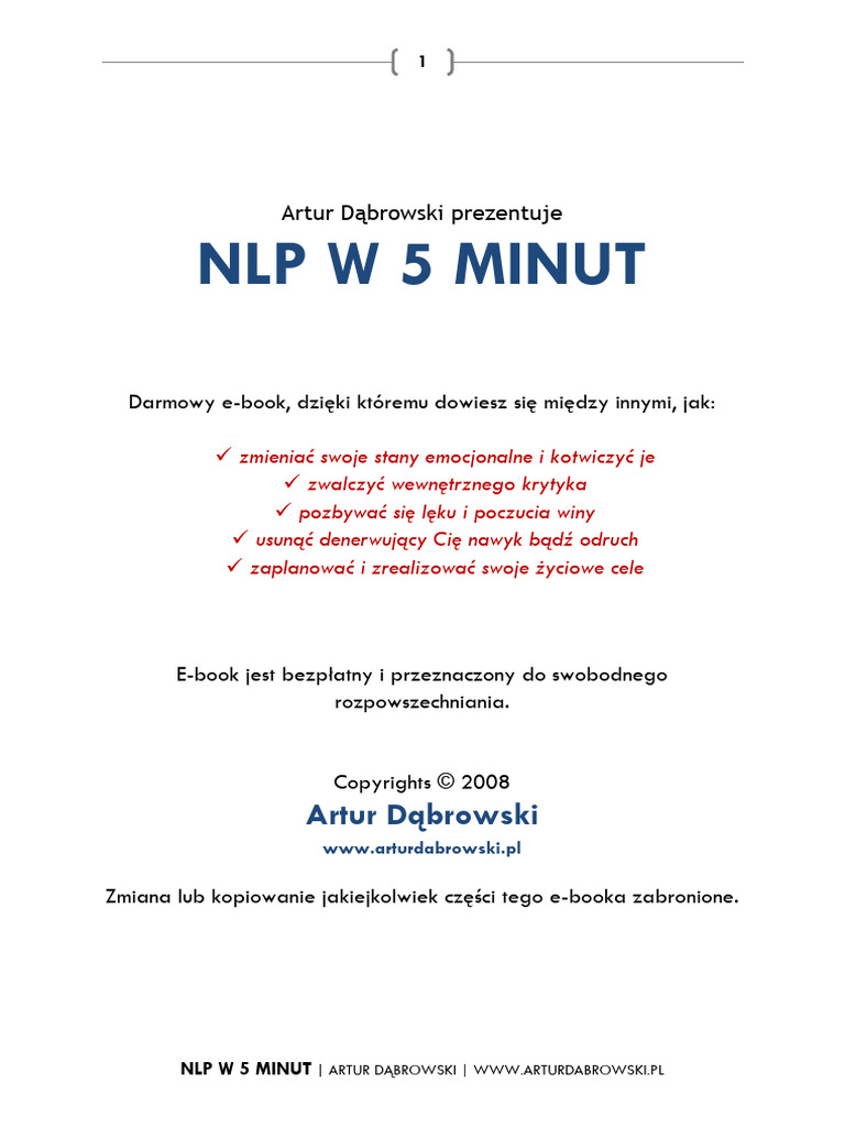 Dąbrowski Artur - NLP W 5 Minut | PDF
