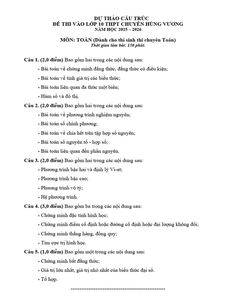 De Tham Khao Tuyen Sinh Lop 10 Toan Chuyen Nam 2025 2026 THPT Chuyen Hung Vuong Phu Tho | PDF