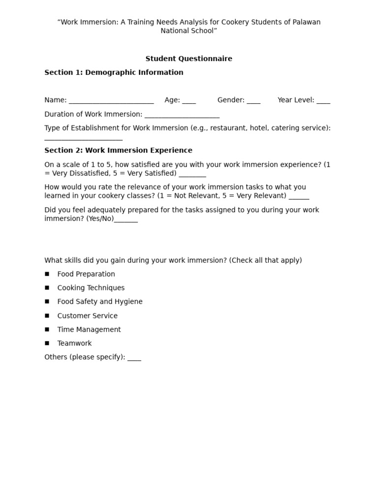 Tna Questionaire | PDF