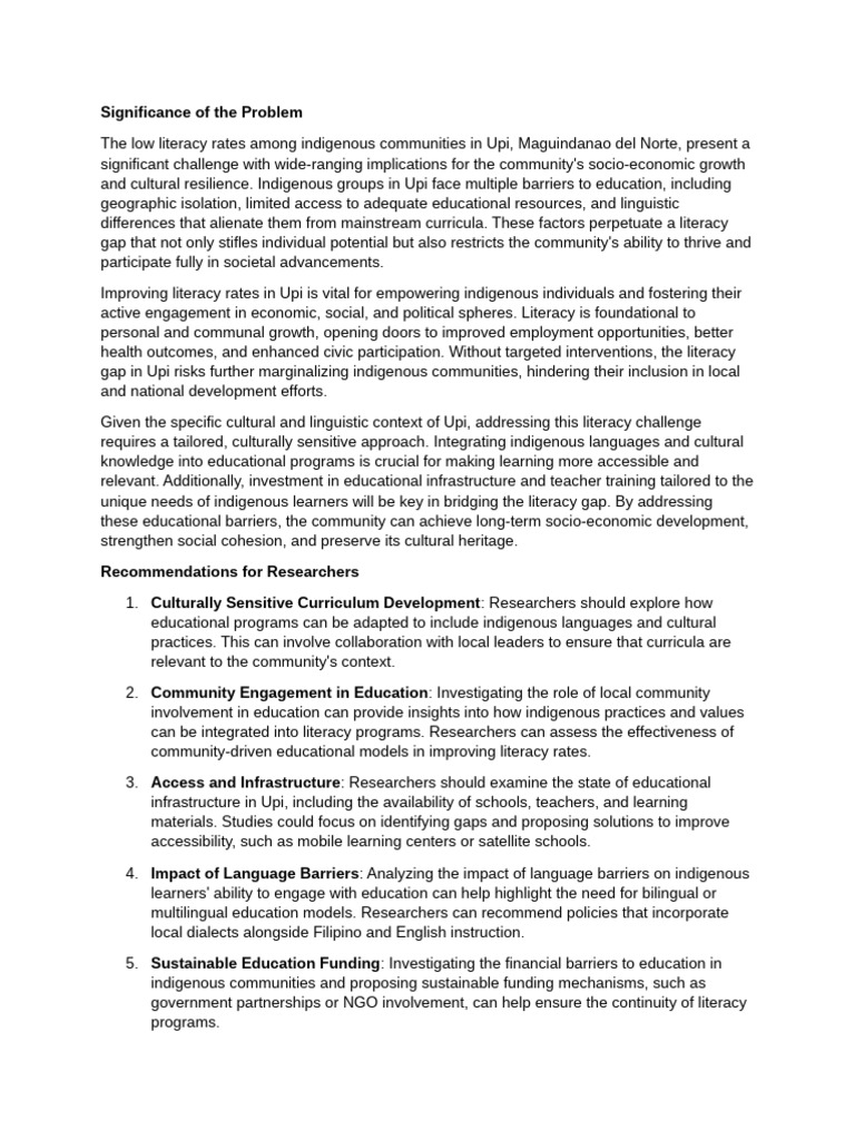 Significance of The Problem Literacy Problem in Upi | PDF