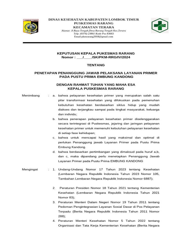SK Pustu Prima Embung Kandong | PDF