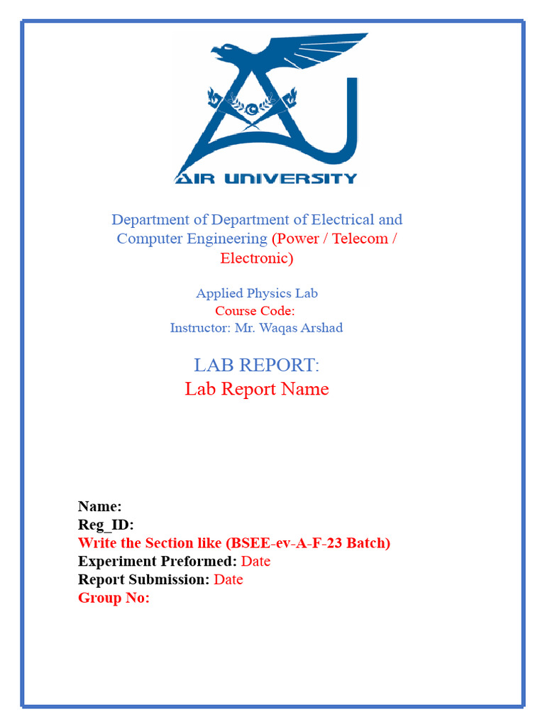 Title Page Lab Report | PDF
