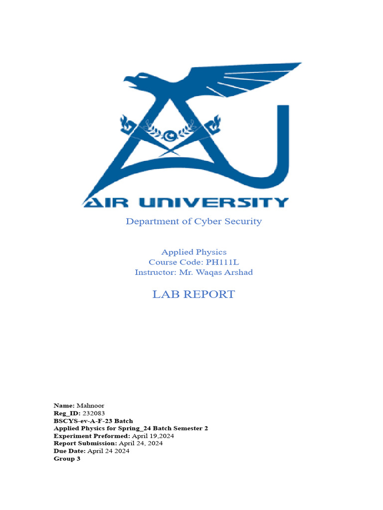 Applied Physics Lab Sample | PDF
