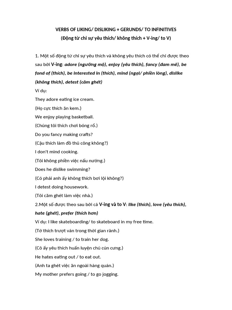 Verbs of Liking | PDF