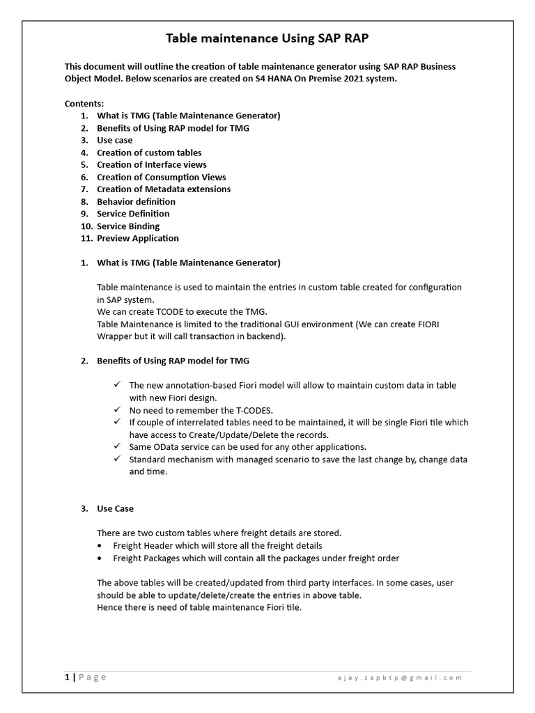 Table Maintenance Using RAP Managed Scenario | PDF