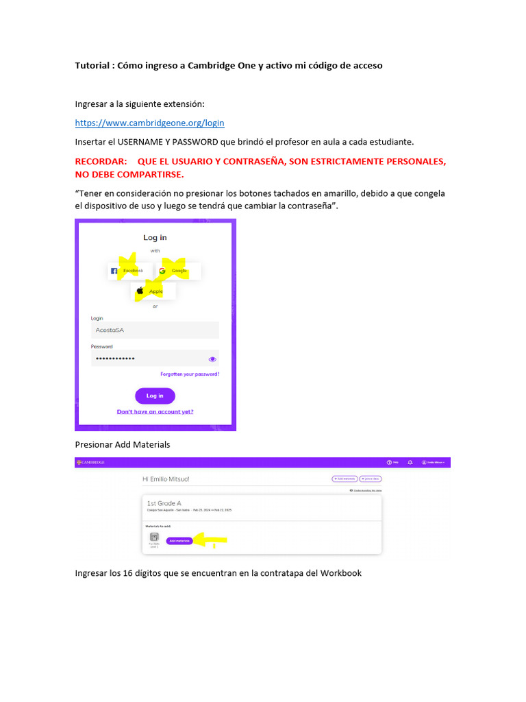 Tutorial Como Activo El Access Code en Mi Plataforma CAMBRIDGE ONE ... Tutorial Como Activo El Access Code en Mi Plataforma CAMBRIDGE ONE ...