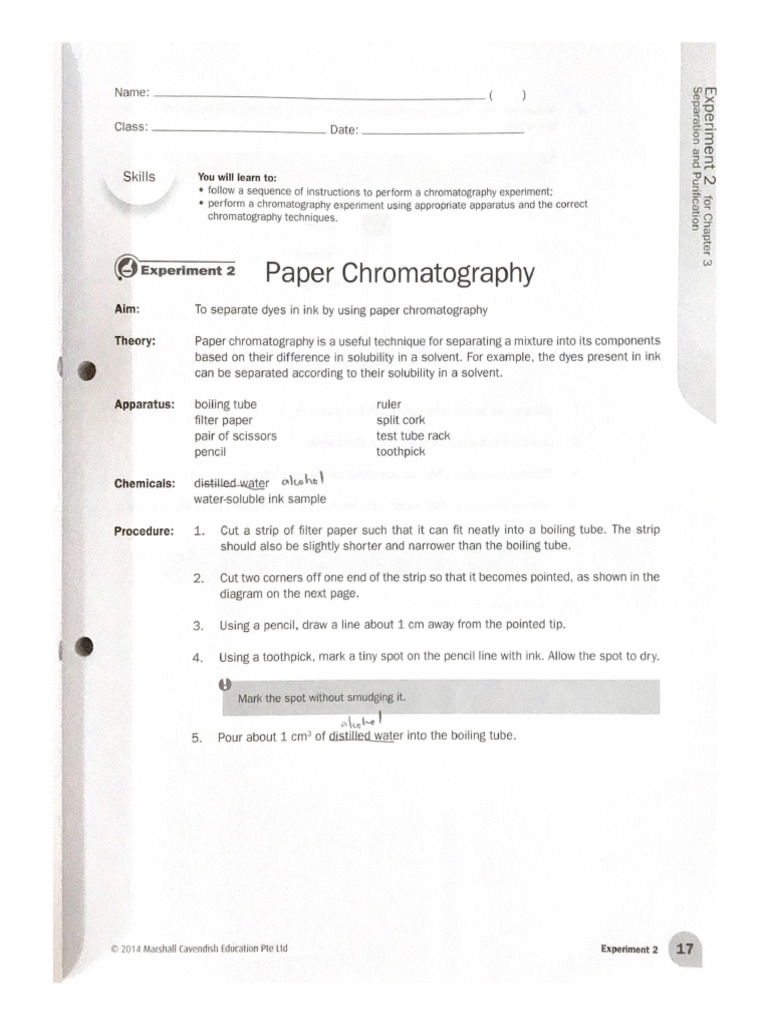 Paper Chromatography Experiment | PDF
