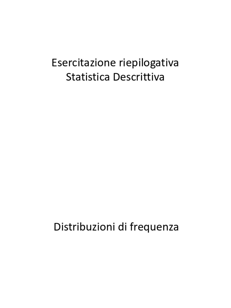 Esercitazione Statistica Descrittiva | PDF