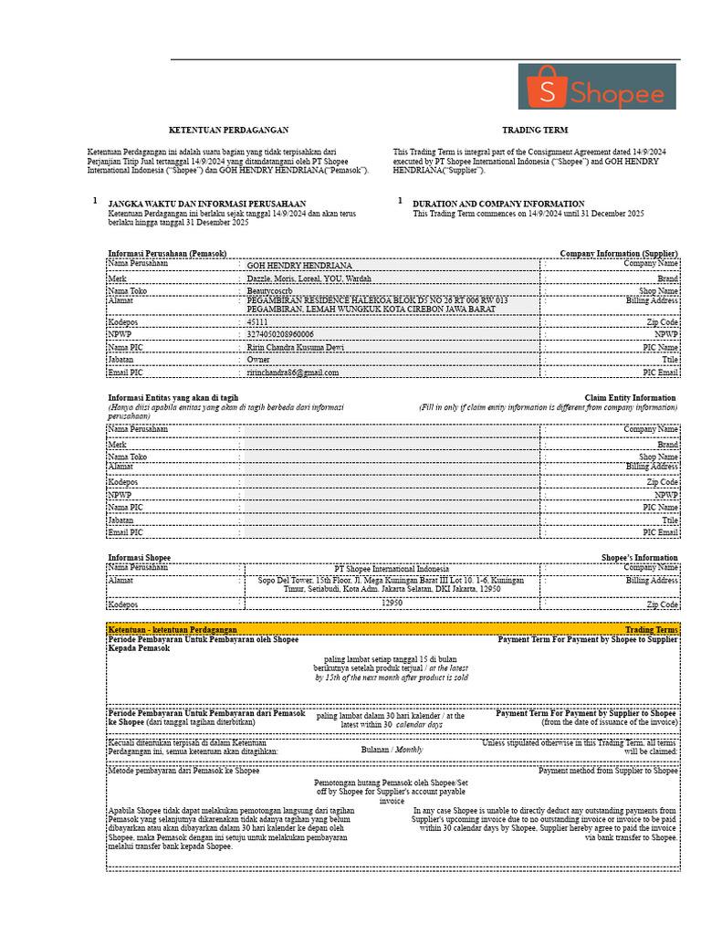 (Beautycoscrb) Vendor Doc - Consignment (Non-PKP Individual) - 2 ...