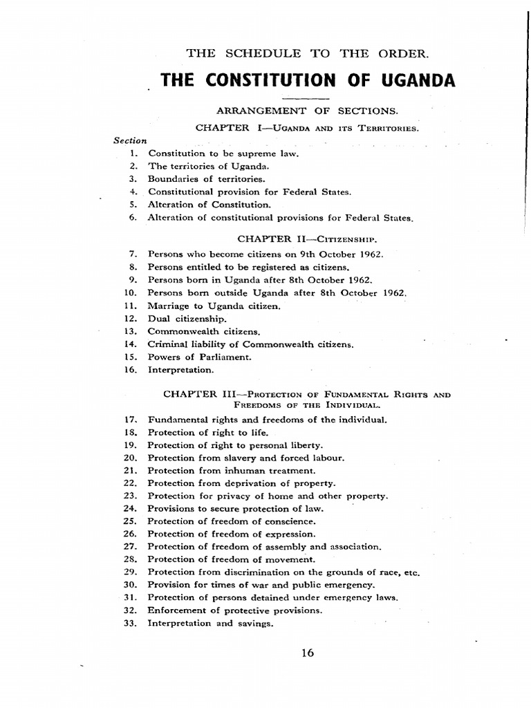 Uganda Constitution 1962 Citizenship | PDF
