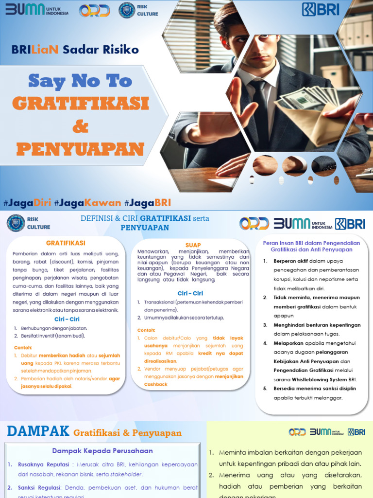 BRILiaN Sadar Risiko 270924 - Say No To Gratifikasi & Penyuapan | PDF