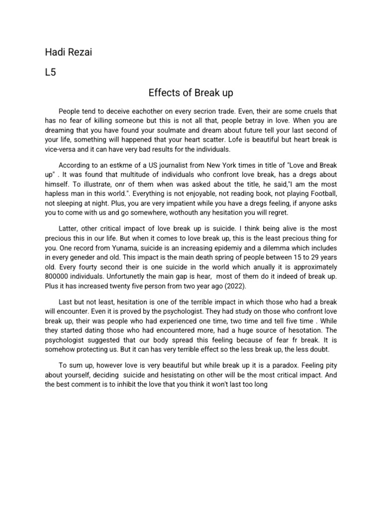 Effect of Break Up | PDF | Language Arts & Discipline | Foreign Language Studies