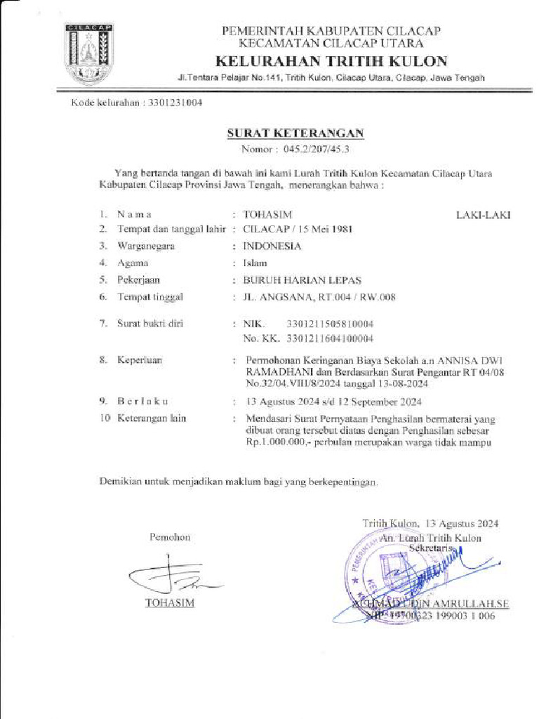 BUKTI DUKUNG SURAT PERNYATAAN SKTM KIP DLL - Compressed | PDF