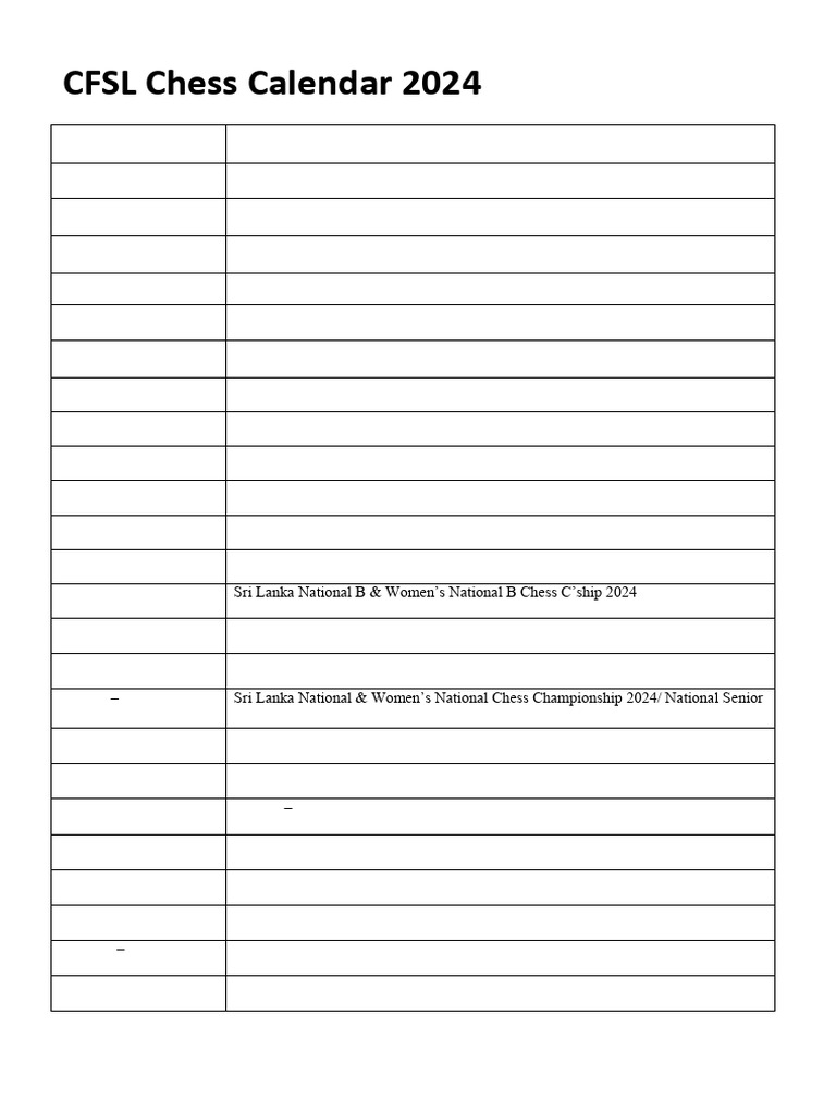CFSL Chess Calendar 2024 | PDF