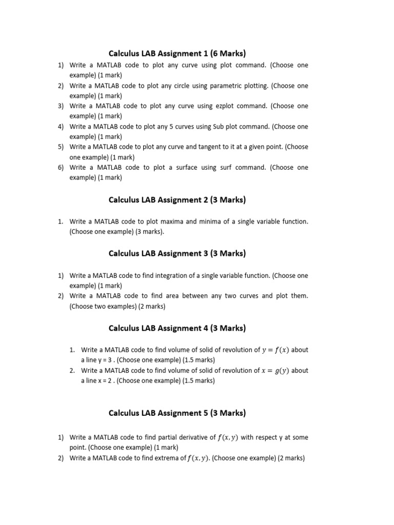 BMAT101P Calculus Lab Assignment 1 To 5 | PDF