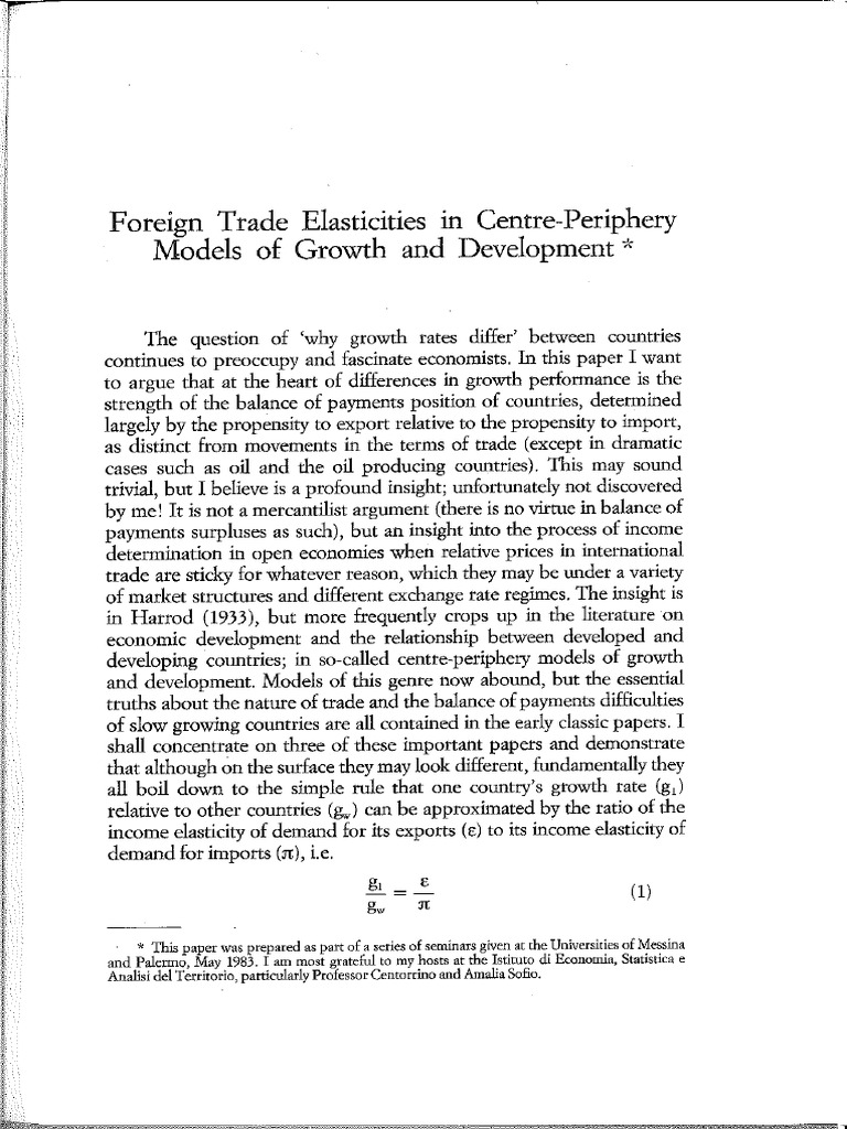 Thirlwall - Foreign Trade Elasticities in Centre-Periphery Models of ...