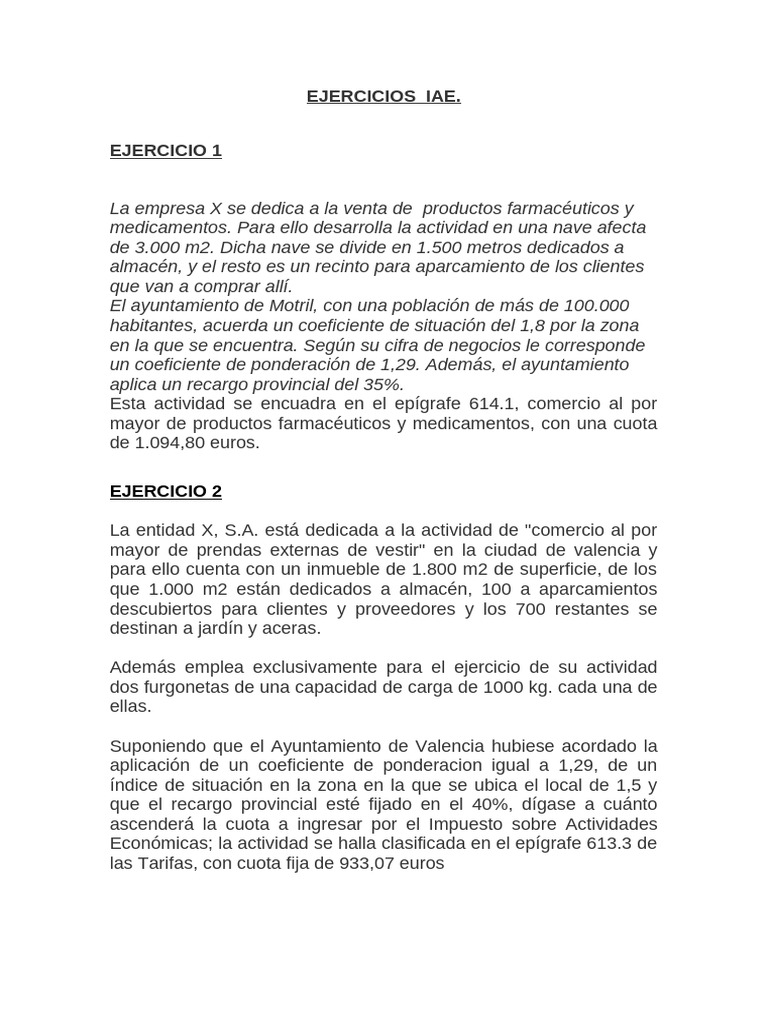 Ejercicios Iae1 | PDF