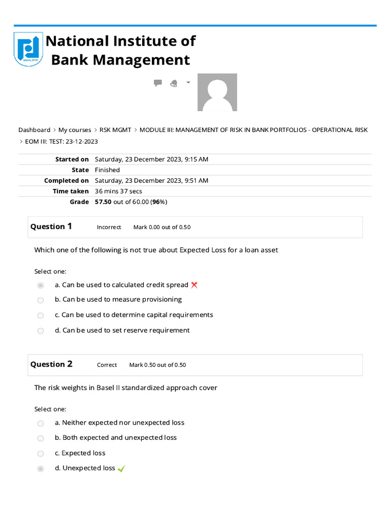 Eom Iii - Test - 23-12-2023 | PDF | Financial Risk | Finance & Money ...