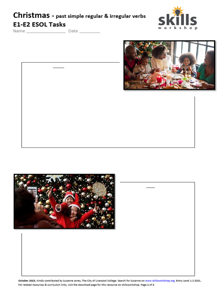 Christmas - Regular and Irregular Past Simple Verbs | PDF