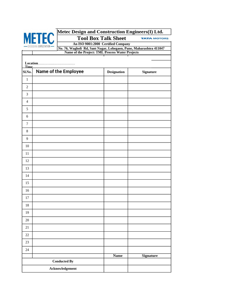 Tool Box Talk 2 | PDF