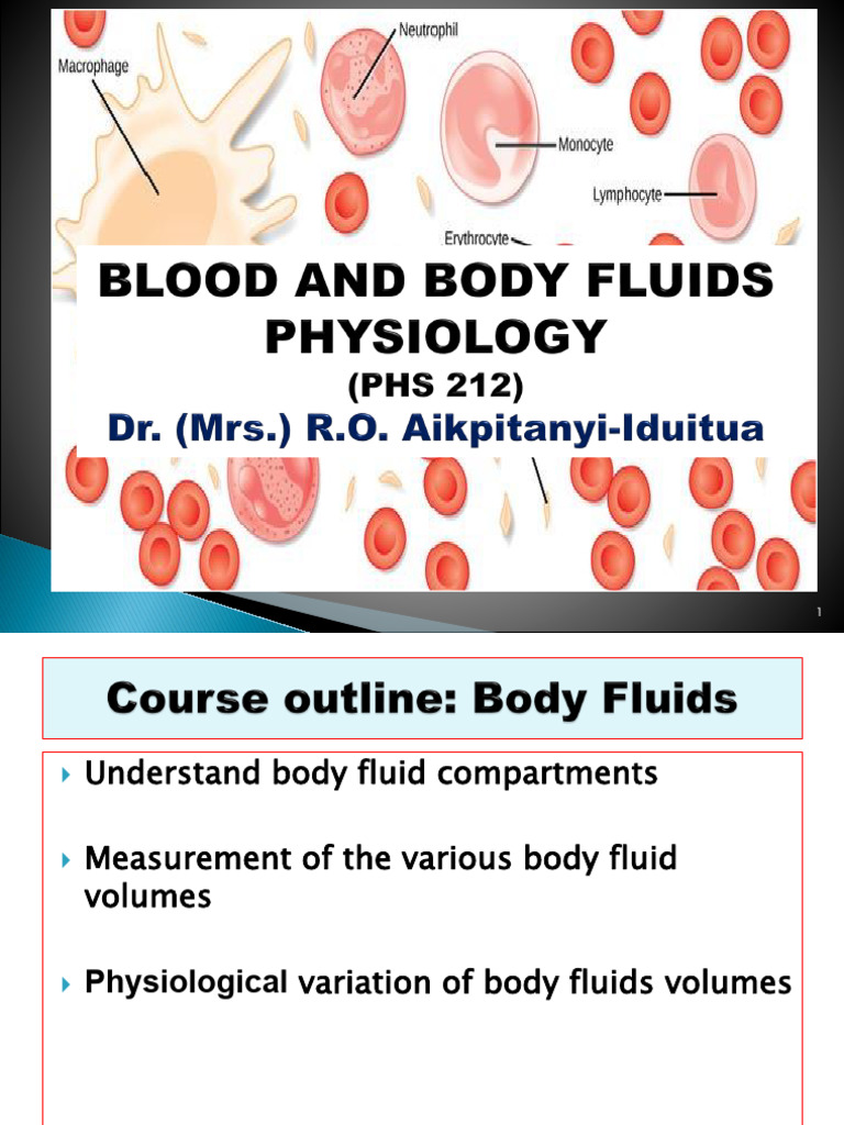 Blood and Body Fluids Physiology - 431126822 | PDF