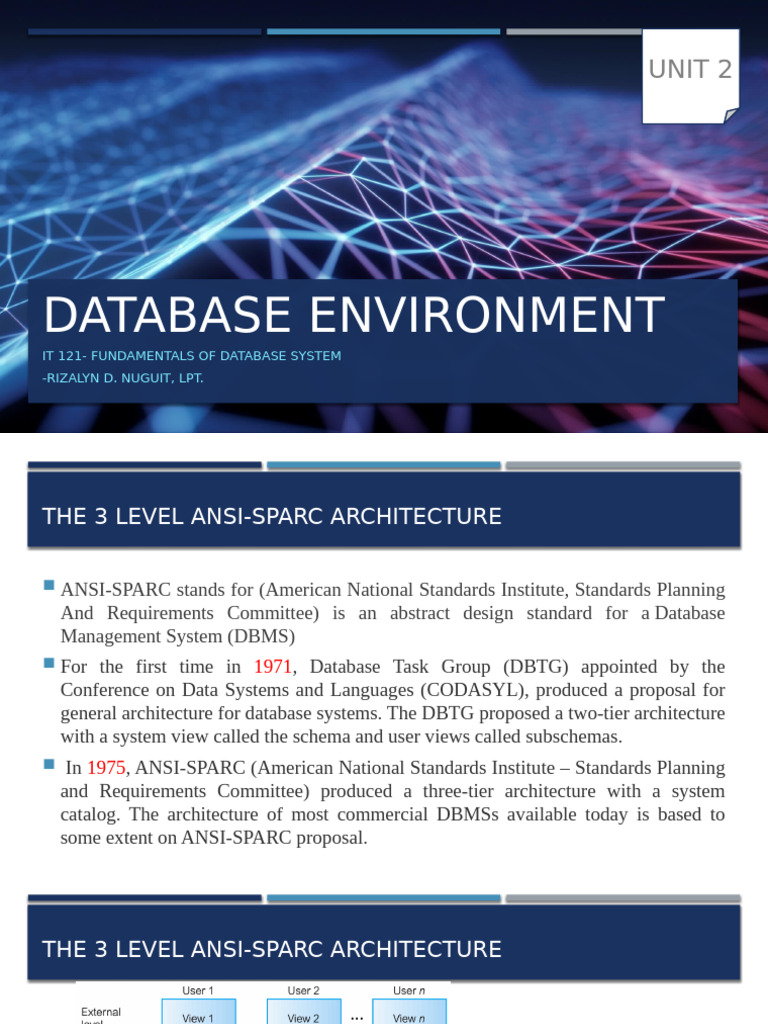 Unit 2 - Database Environment | PDF
