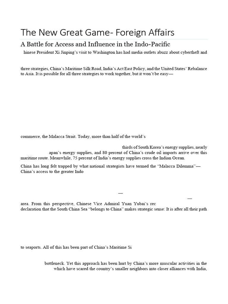 The New Great Game - Foreign Affairs | PDF