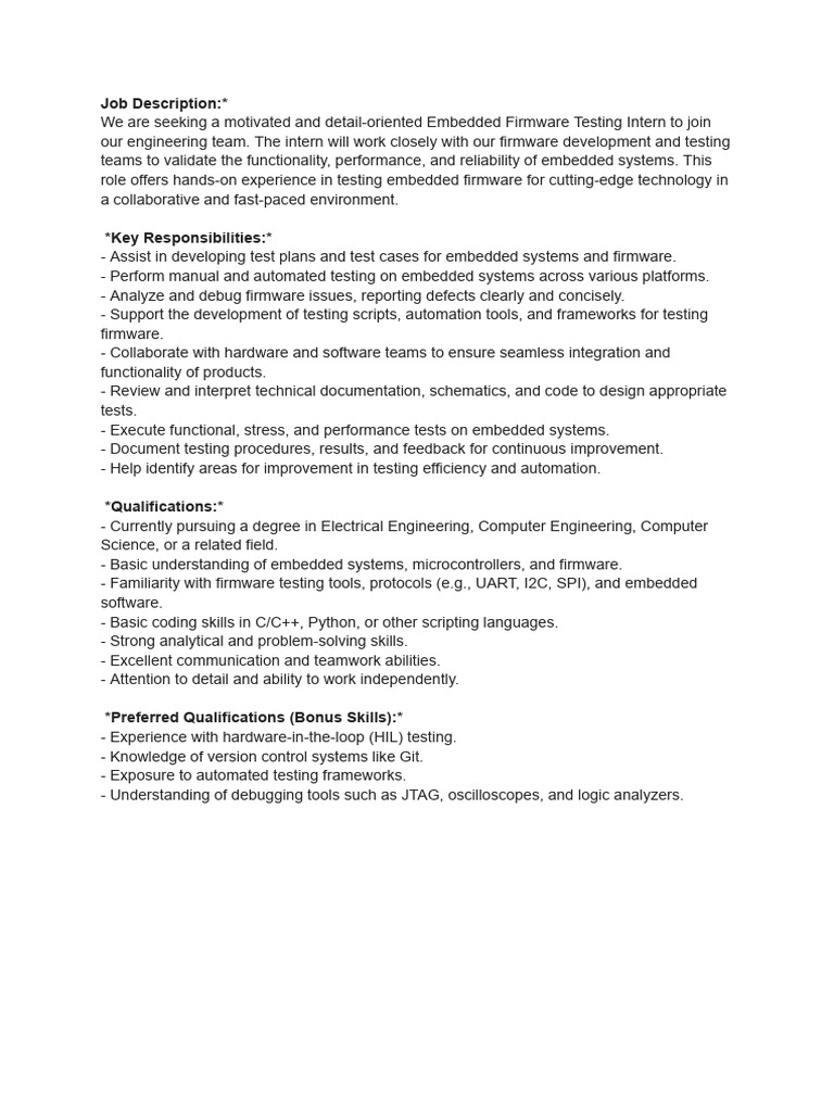 Firmware Test Engineer | PDF