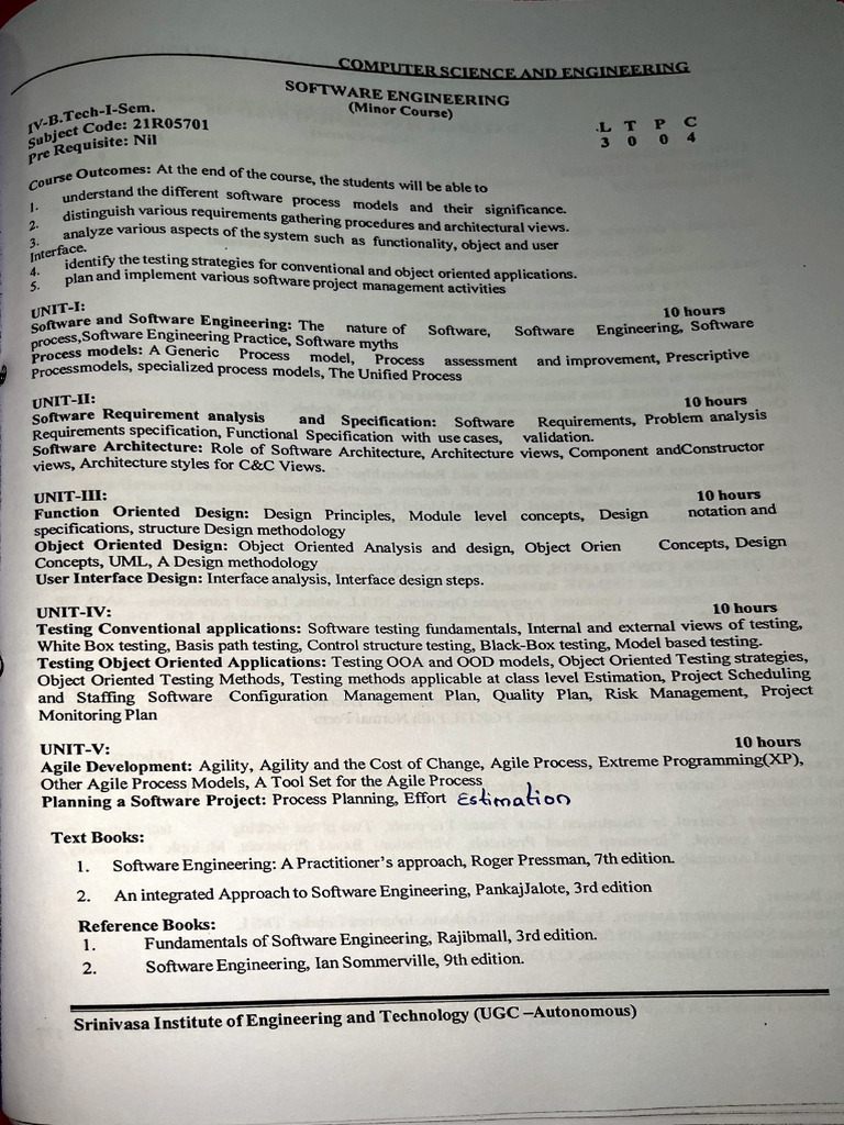 SE Minor Degree Syllabus | PDF