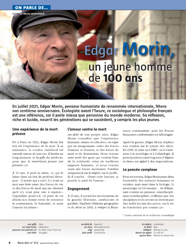 Edgar Morin, Un Jeune Homme de 100 Ans | PDF