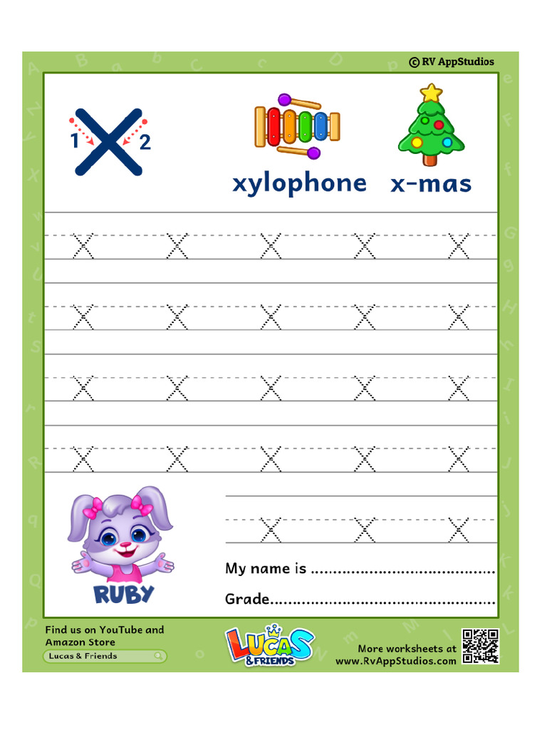 318 Free Printable Worksheets For Kids Small Letter X Trace | PDF