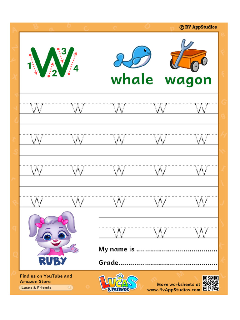 317 Free Printable Worksheets For Kids Small Letter W Trace | PDF